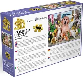 PRIME 3D Puzzle Domácí zvířátka / 100 dílků / 3D efekt / 31 x 23 cm