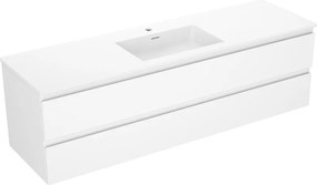 Mexen Orio, koupelnová skříňka 160 cm s umyvadlem Otis, 2 zásuvky, bílá matná, 91A10-16047-2-BFF01-W18M01