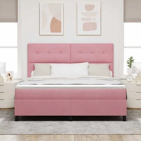 Postel s boxspringem s čelo Růžová 180 x 200 cm samet 3339853