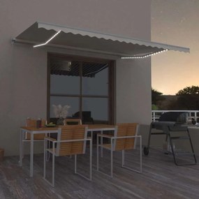 Ručně zatahovací markýza s LED světlem 500 x 300 cm krémová 3068942