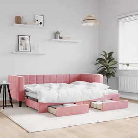 Válenda s přistýlkou a zásuvkami růžová 80 x 200 cm samet 3196735