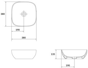 Cersanit Larga, umyvadlo na desku 38x38 cm, bílá lesklá, K677-004