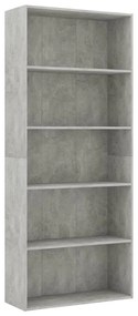 Petromila 5patrová knihovna betonově šedá 80 x 30 x 189 cm dřevotříska