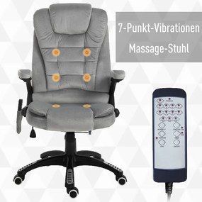Masážní kancelářské křeslo Vinsetto ergonomické výškově nastavitelné s PU kolečky v šedé barvě pro pohodlnou práci a relaxaci | Aosom.de