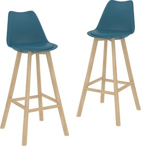 vidaXL Barové stoličky 2 ks PP a masivní bukové dřevo [287261] Barva: Tyrkysová