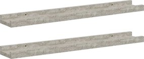 Nástěnné police 2 ks betonově šedé 60 x 9 x 3 cm 326700