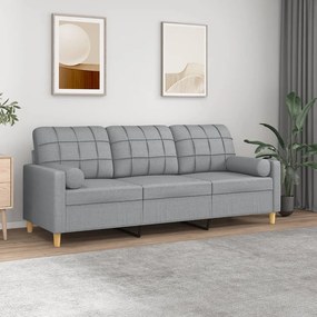 3místná pohovka s polštáři světle šedá 180 cm textil 3200790