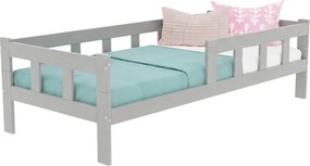 Benlemi Dřevěná jednolůžková postel FENCE 4v1 se zábranou Zvolte barvu: Světle šedá, Zvolte rozměr: 120x200 cm, Zvolte zábranu: S jednou zábranou vpravo