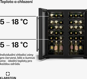 Klarstein Vinotéka Shiraz, 2 chladicí zóny, LED osvětlení, dotykové ovládání, volně stojící
