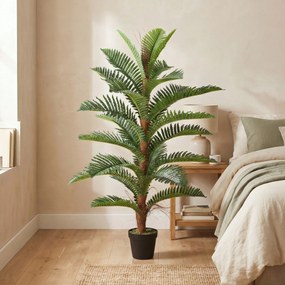 HOMCOM Umělá palma 120 cm s 24 listy z PEVA, dekorativní rostlina s plastovým květináčem, zelená