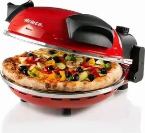 Ariete 909 červená / Pec na pizzu / 1200 W / průměr 33cm / max 400°