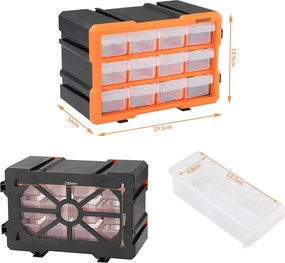 Organizér Damir s 12 přihrádkami černý/oranžový