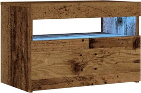 Noční stolek s LED staré dřevo 60 x 35 x 40 cm kompozitní dřevo 3329175