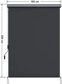 Vertikální sluneční clona, voděodolná clona, šedá, 2,5 x 1,6 m (v x š)