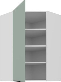 ARIA sb | horní kuchyňská skříňka 60x60 GN-90 1F (45°) rohová s policemi | 60x60 cm | VYSOKÁ | bílá/aquamarine