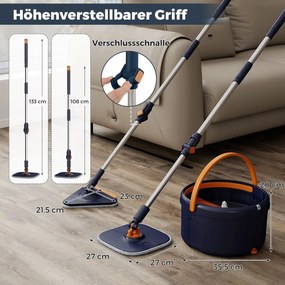Costway 4 L systém mopu a kbelíku se ždímačem a 360° otočnou hlavou plochý mop