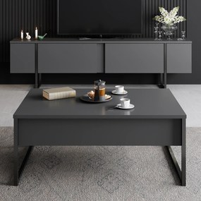 Hanah Home TV stolek Luxe - Anthracite, Black, Antracitová, Černá