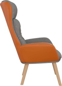 Relaxační křeslo světle šedé textil a PVC 341301