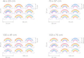 Barevné duhy samolepky na zeď arch 100 x 49 cm