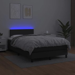 Box spring postel s matrací a LED černá 120 x 190 cm umělá kůže