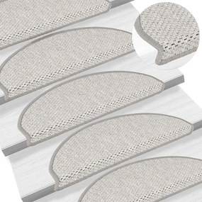 Samolepicí nášlapy na schody sisal 15 ks 65 x 21 x 4 cm platina 326882