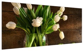 Obraz tulipánů ve váze (100x40 cm)