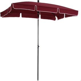 Zahradní slunečník Outsunny z hliníku 198x130x245 cm obdélníkový s naklápěcí funkcí pro terasu a venkovní patio Víno červená | Aosom