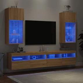 vidaXL TV skříňky s LED osvětlením 2 ks 40,5 x 30 x 90 cm [837048] Barva: Bílá