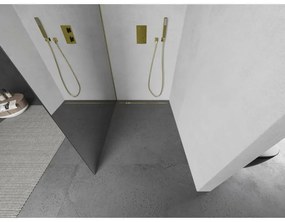 Mexen Kioto, sprchová zástěna Walk-In 100 x 200 cm, 8mm sklo vzor zrcadlo, zlatý matný profil, 800-100-101-55-50