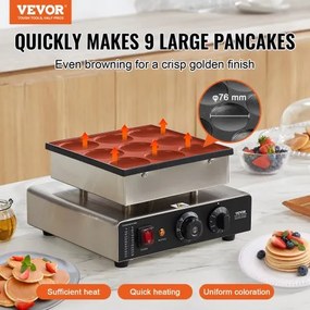 9PCS 76 mm Dutch Pancake Maker Komerční Dorayaki Baker 850 W nepřilnavý
