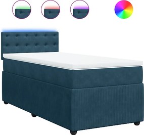 Box spring postel s matrací modrá 80 x 200 cm samet 3289906