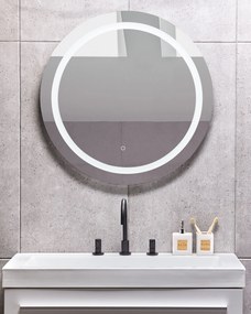 Kulaté LED nástěnné zrcadlo ø 79 cm stříbrné COURSEULLES Beliani