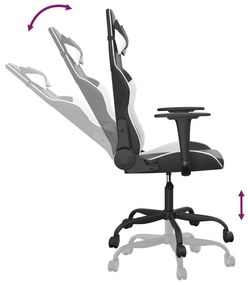 Masážní herní židle černá a bílá umělá kůže,  345404