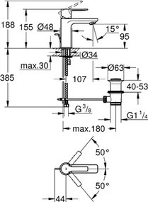 Grohe Lineare - Umyvadlová baterie s výpustí chrom
