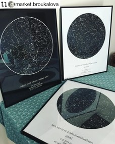 Hvězdná mapa Vašeho životního okamžiku Rozměr plakátu: 30 x 40 cm, Barva pozadí: Kosmonaut, Volba rámu: Lípa dřevěný rám