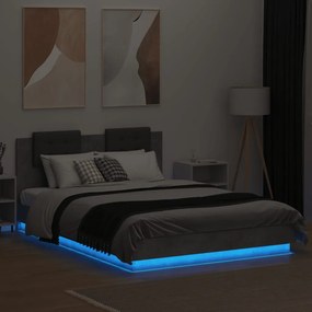 Rám postele s čelem a LED osvětlením betonově šedý 150x200 cm 3210006