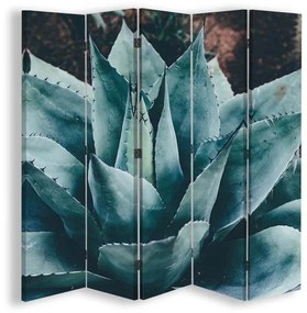 Ozdobný paraván Kaktusy Sukulenty Květiny - 180x170 cm, pětidílný, obustranný paraván 360°