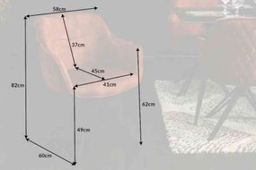 invicta interior Jídelní židle Euphoria otočná hnědá samet - 2ks 40262