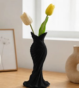 váza, styl půvab, plast, 12x4x4 cm, černá, Dekorino VD0260020
