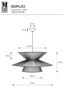 Markslöjd 108784 - Lustr na lanku DUPLICI 1xE27/40W/230V černá/bambus