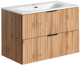 Comad Koupelnová skříňka s keramickým umyvadlem Adel Oak 80 cm - dub wotan