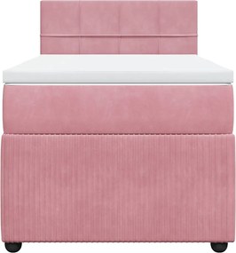 Box spring postel s matrací růžová 80 x 200 cm samet 3289895