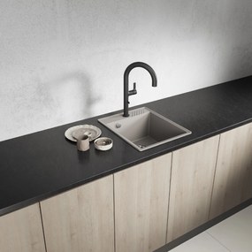 Laveo Hub, 1-komorový granitový dřez 394x485x204 mm, béžová, LAV-SPH_410Y