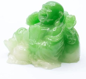 Milujeme Kameny Smějící se Buddha hojnosti - soška Feng shui - zelená Z3