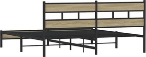 Kovový rám postele bez matrace dub sonoma 200 x 200 cm 3308498