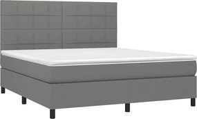 Box spring postel s matrací a LED tmavě šedá 180x200 cm textil 3134894