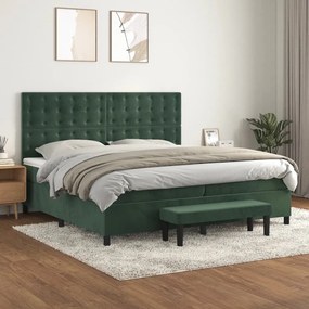 Box spring postel s matrací tmavě zelená 200x200 cm samet