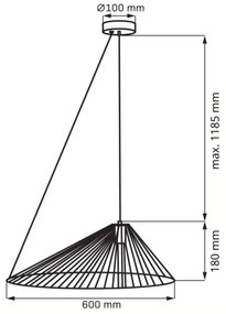 Lustr na lanku AURORA 1xE27/20W/230V pr. 60 cm černá