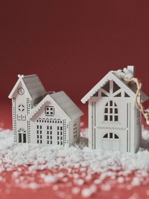 Sinsay - Vánoční ozdoby ve tvaru domečků 3 kusy - bílá