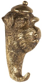 Zlatý nástěnný dekorační háček psa s čepicí - 7*5*13 cm